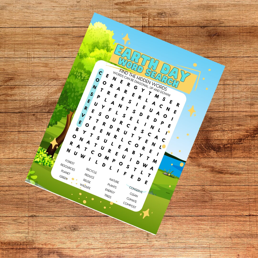 Earth Day Word Search, Printable School Kid Adult Games - Etsy