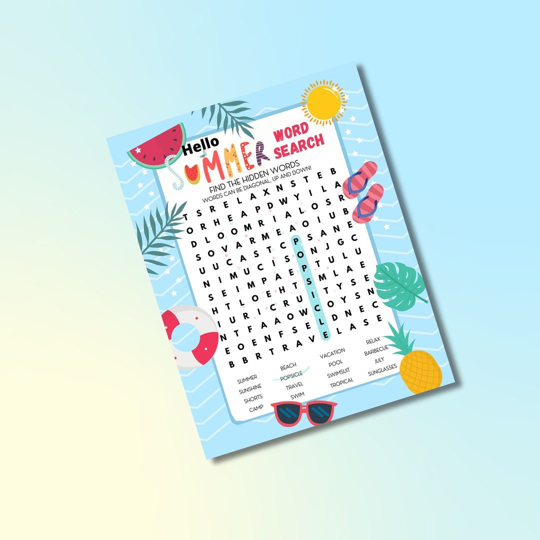 Summer July Word Search, Classroom Games, Teacher, Party, Kids, Adult ...