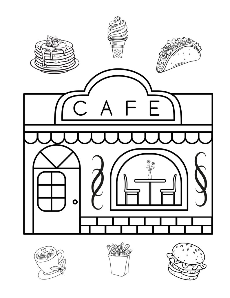 Shop Fronts Summer Coloring Pages, Digital Download, Kids Summer ...