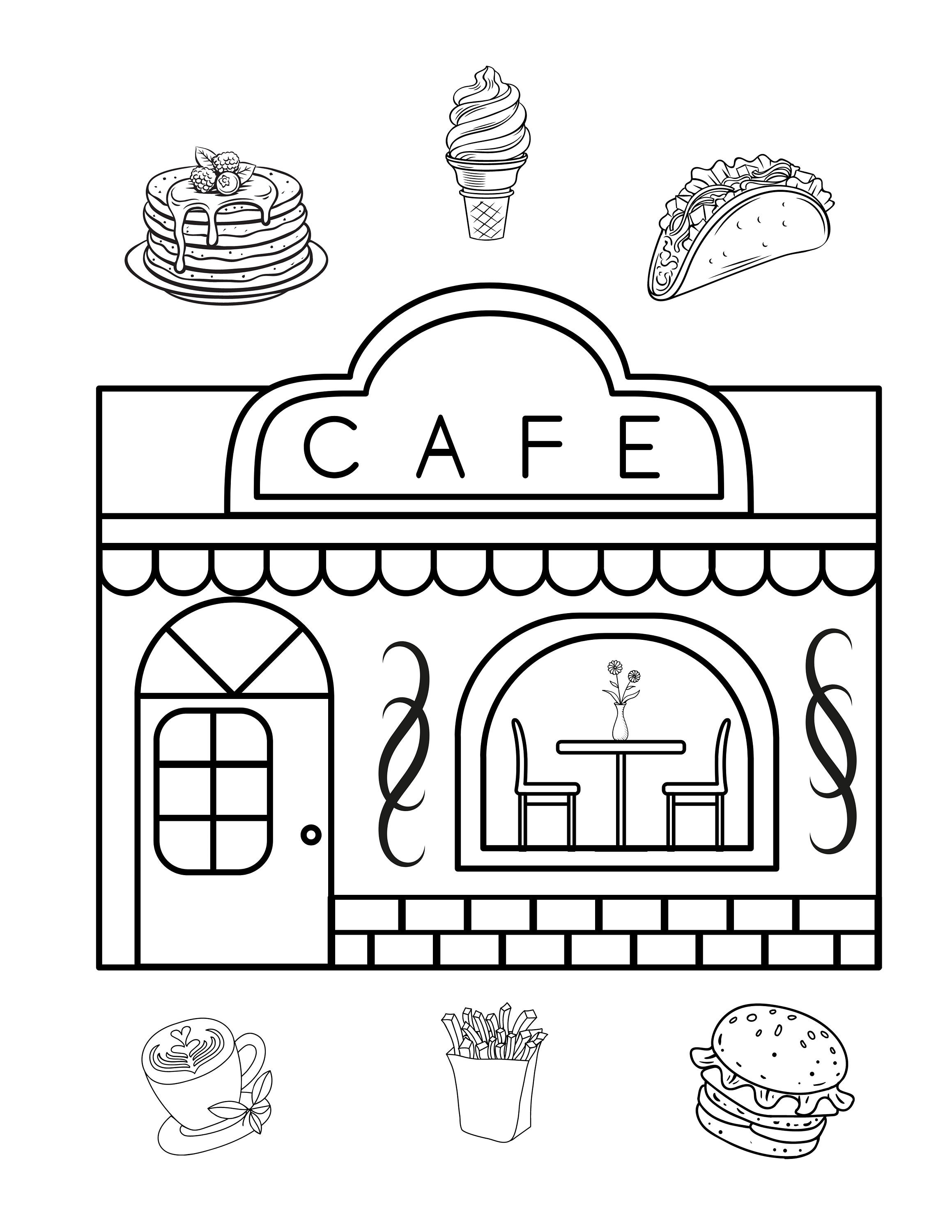 Shop Fronts Summer Coloring Pages, Digital Download, Kids Summer ...