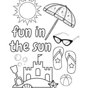Summer Coloring Pages, Digital Download, Kids Summer Coloring Pages ...