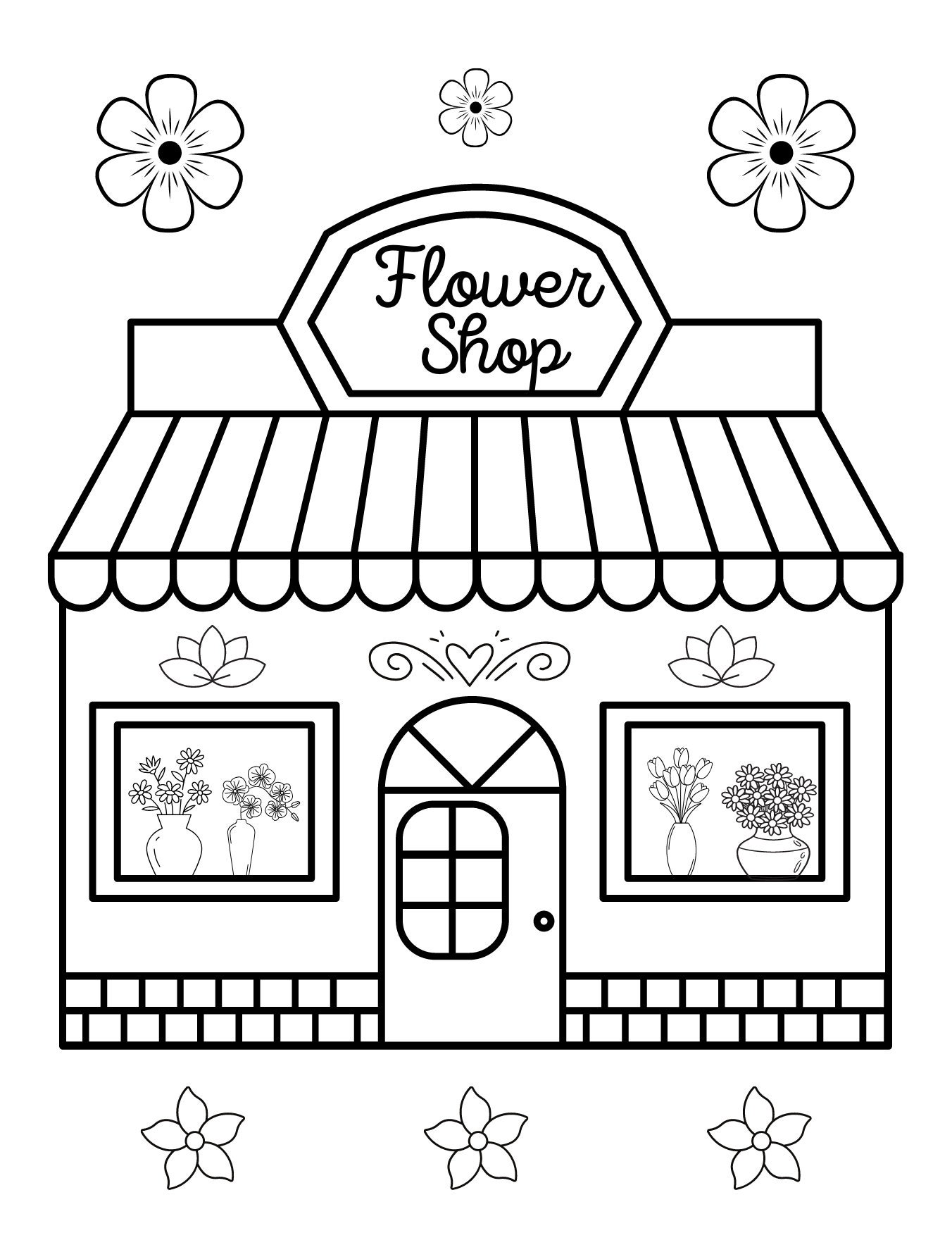 Shop Fronts Summer Coloring Pages, Digital Download, Kids Summer ...