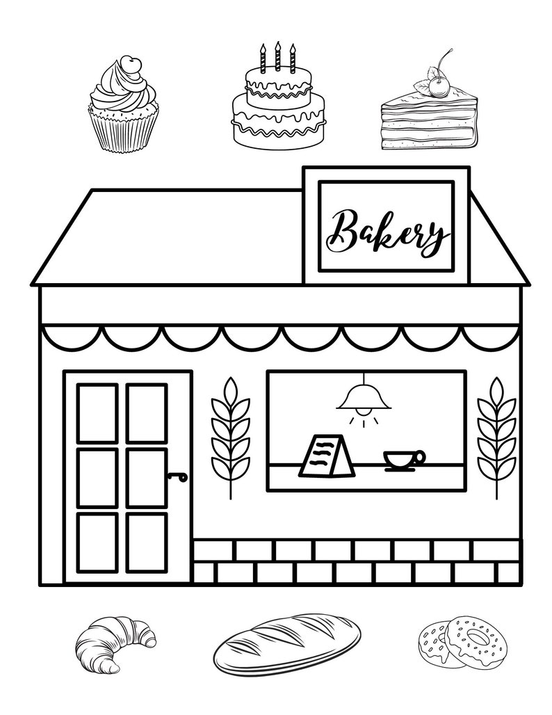 Shop Fronts Summer Coloring Pages, Digital Download, Kids Summer ...