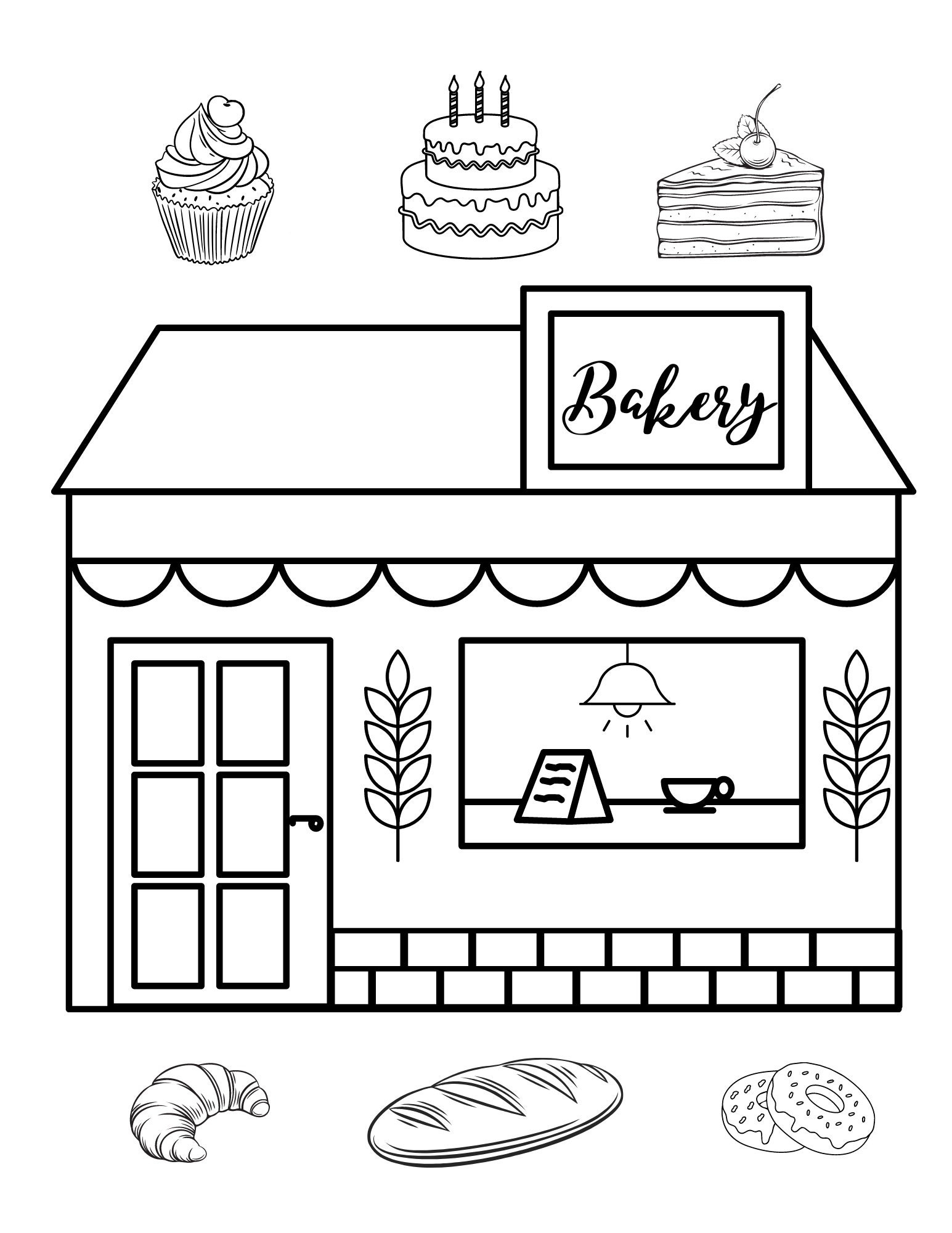 Shop Fronts Summer Coloring Pages, Digital Download, Kids Summer ...