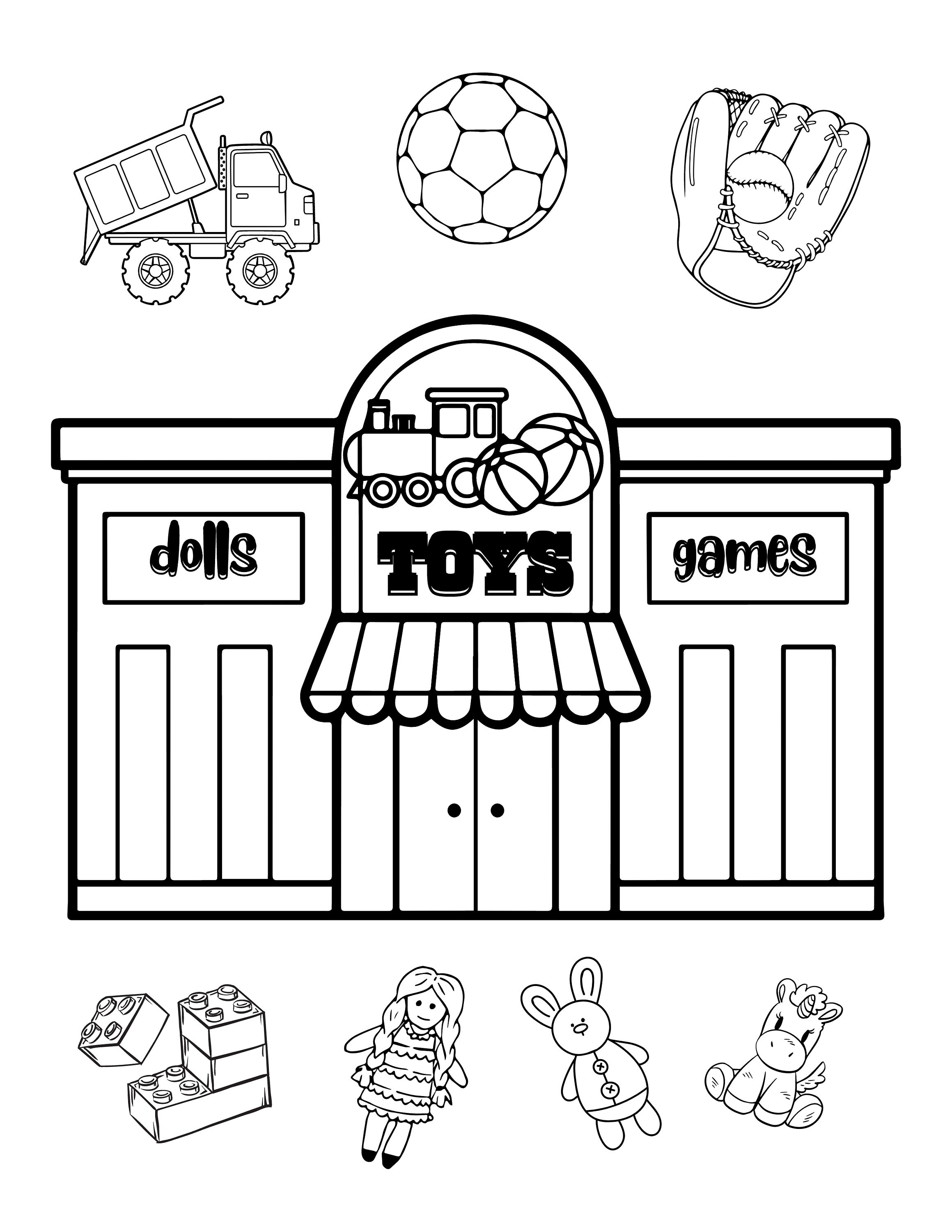 Shop Fronts Summer Coloring Pages, Digital Download, Kids Summer ...