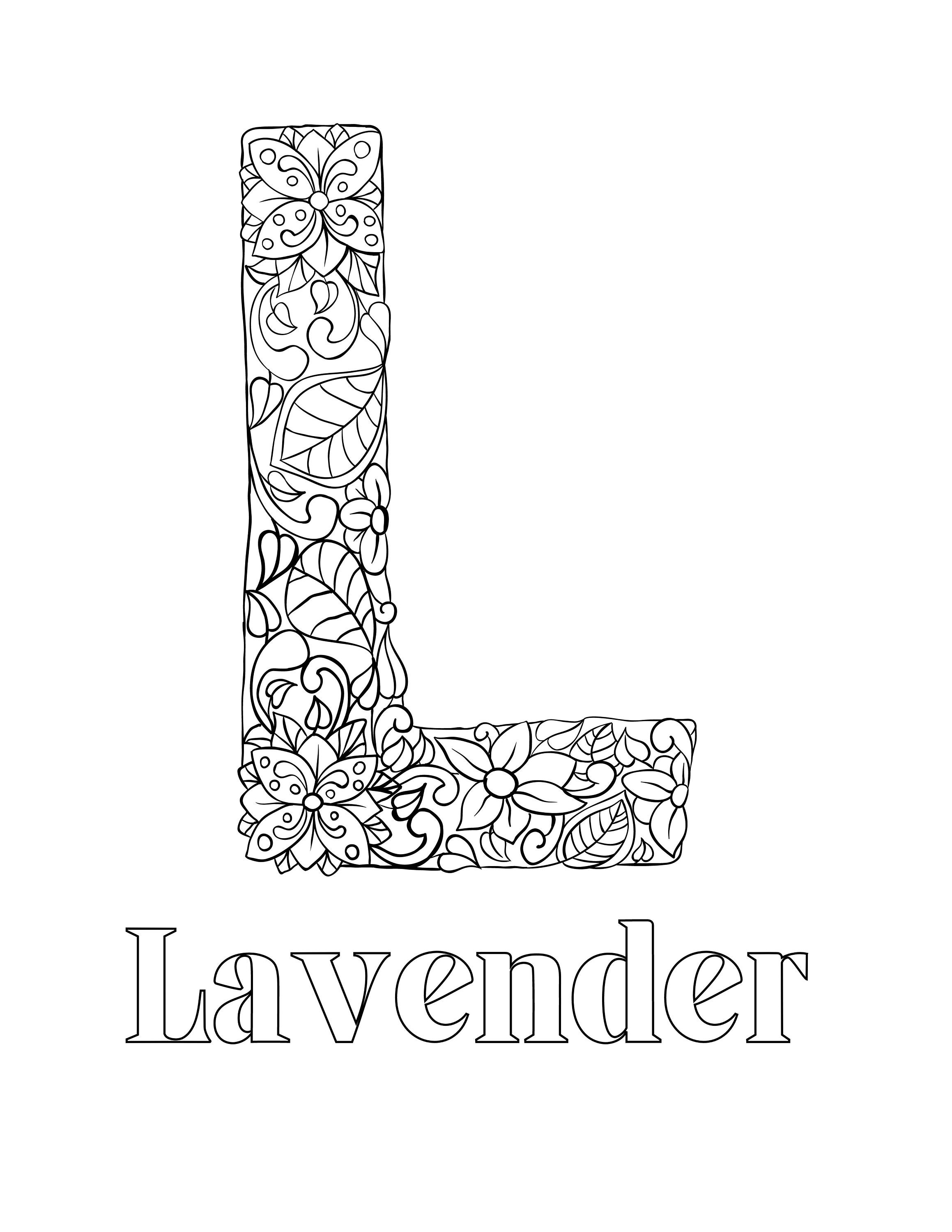 26 Coloring Pages, Floral Alphabet Coloring, Digital Download, Kids ...