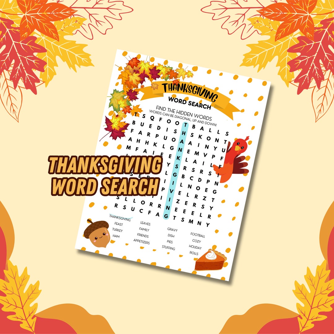 Classroom Word Search for Thanksgiving, Classroom Games, Teacher, Party ...