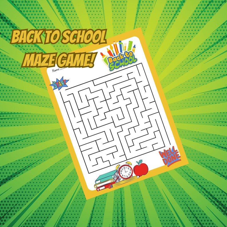 Back to School Maze Game, Printable School Kid Adult Games, Classroom ...