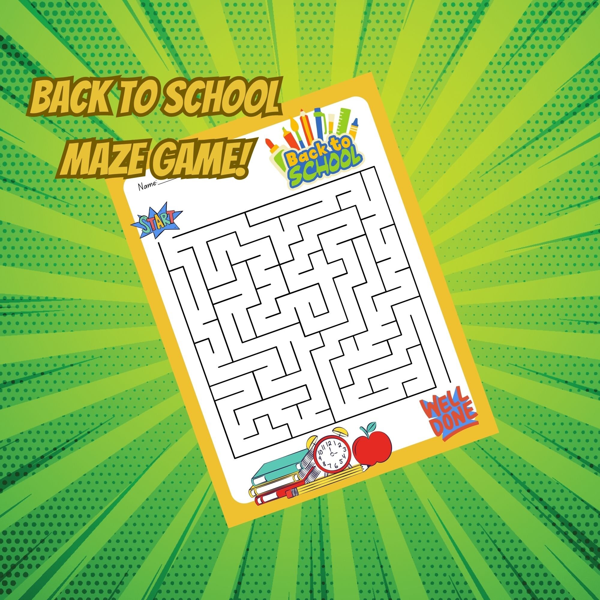 Back to School Maze Game, Printable School Kid Adult Games, Classroom ...