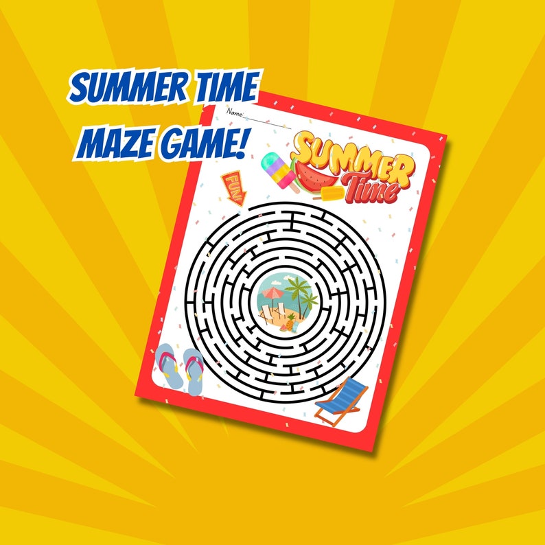 Maze Game Summer Time, Printable School Kid Adult Games, Classroom ...