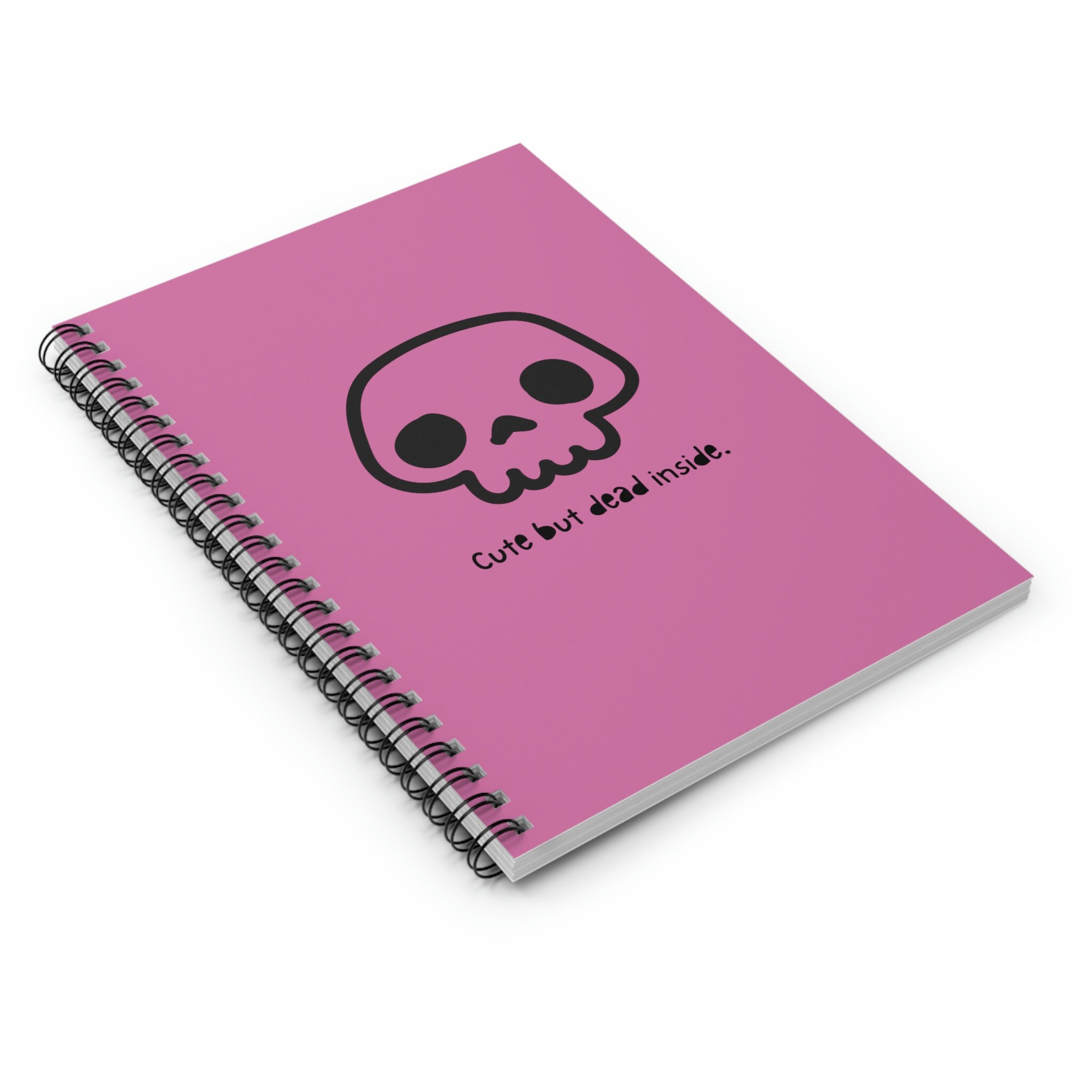 Pink Skull Cute but Dead Inside- Spiral Journal Office Gift Birthday ...