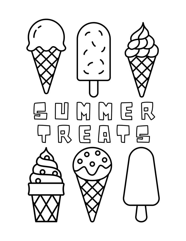 Summer Coloring Pages, Digital Download, Kids Summer Coloring Pages ...