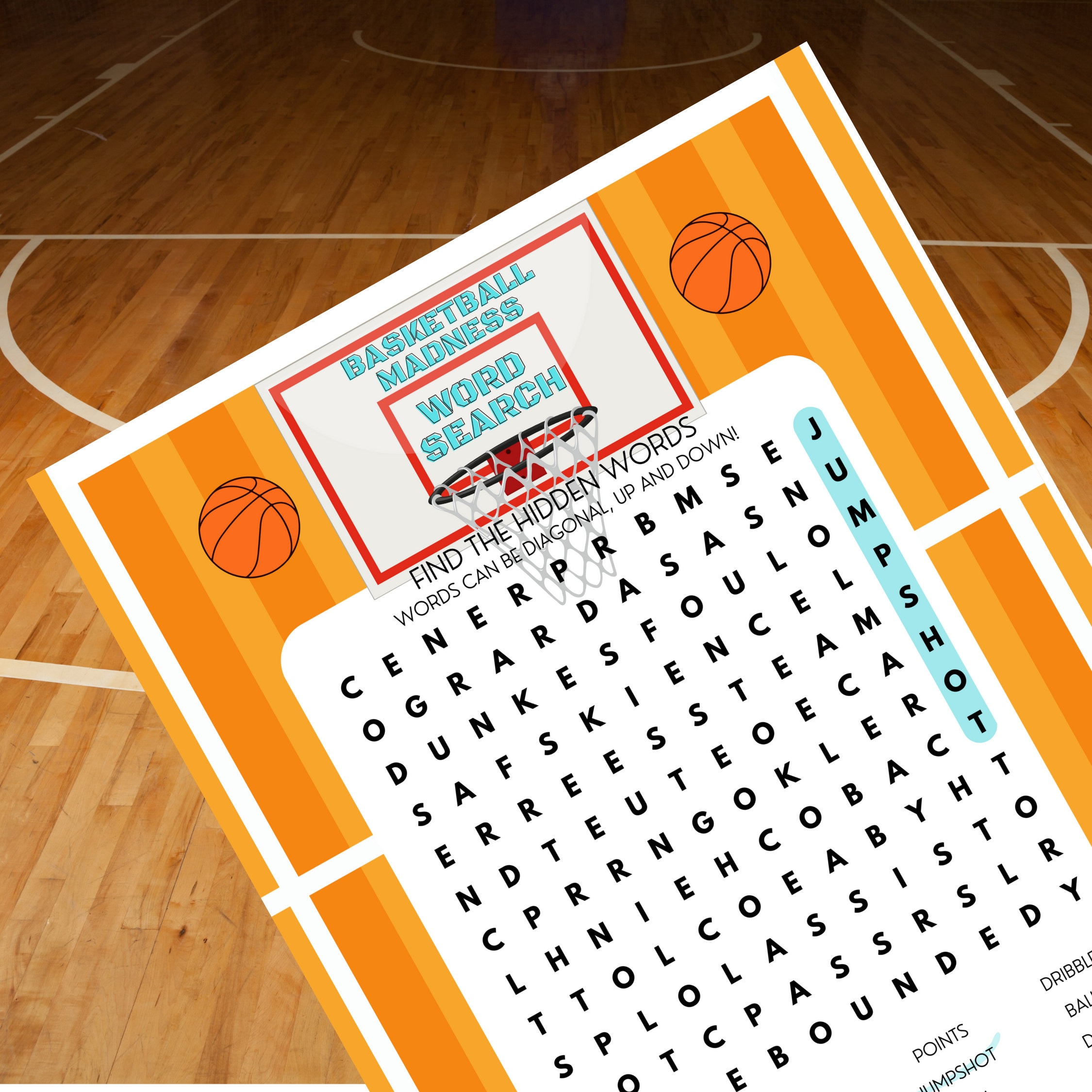 Basketball Madness Word Search, Printable School Kid Adult Games - Etsy