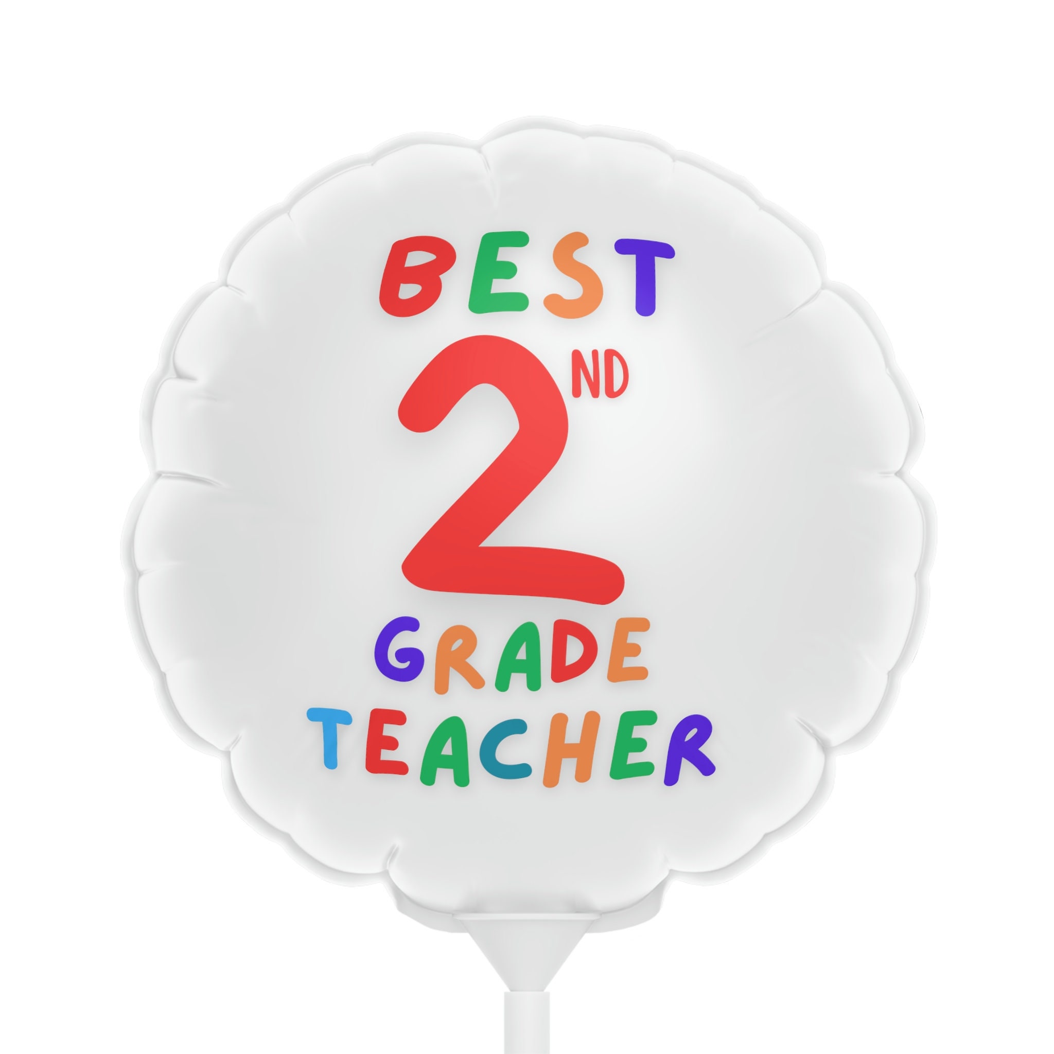 6" Best Second 2nd Grade Teacher Mylar Helium Balloon on Stick/stand ...