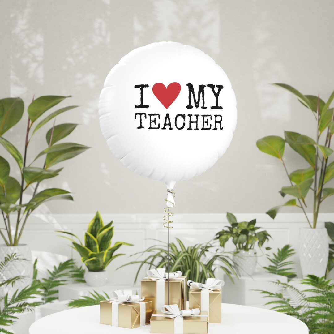 18" I Love My Teacher Mylar Helium Balloon on Stick/stand, Coach Gift ...