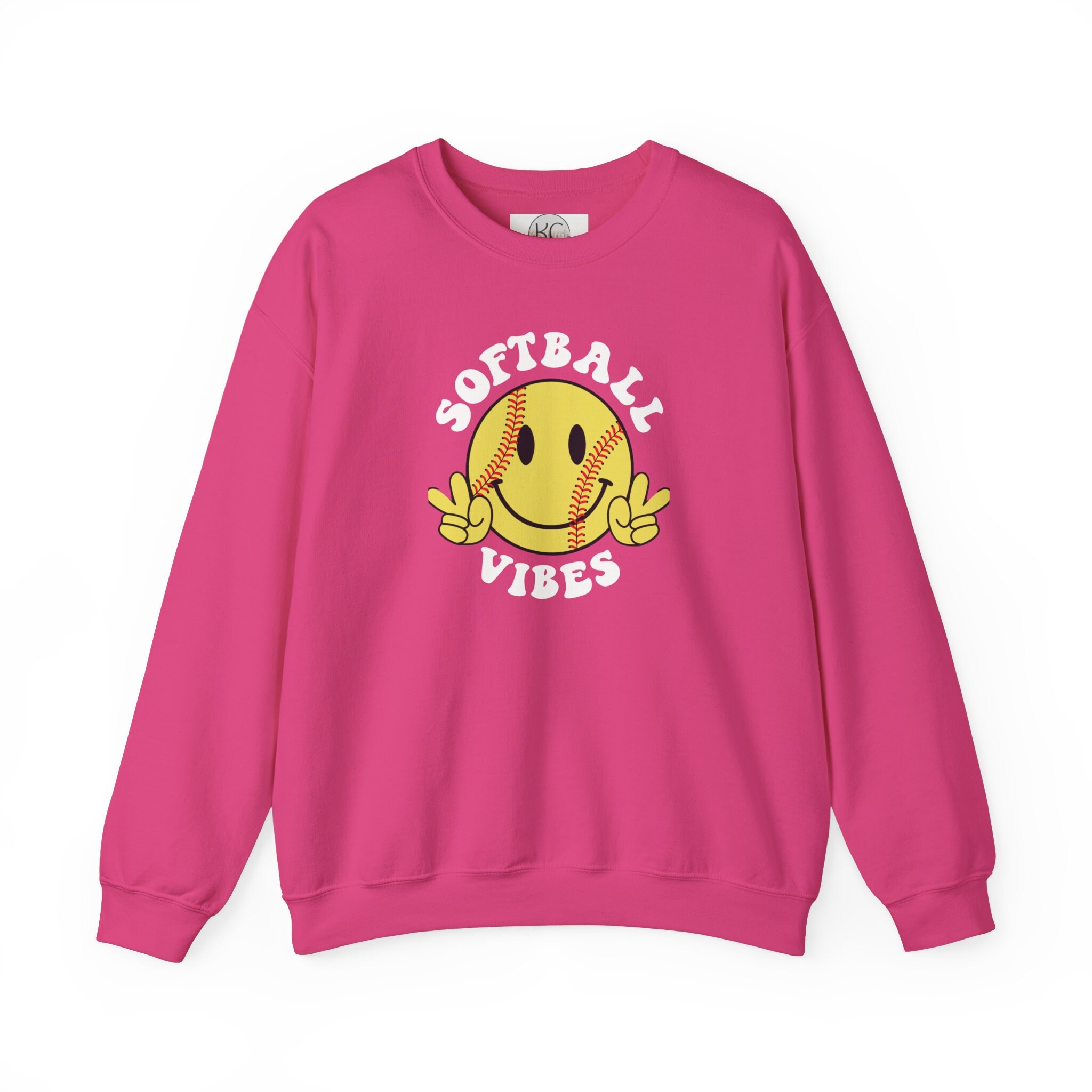 Youth Softball Vibes Smiley Sweater, Softball Pullover, Baseball ...
