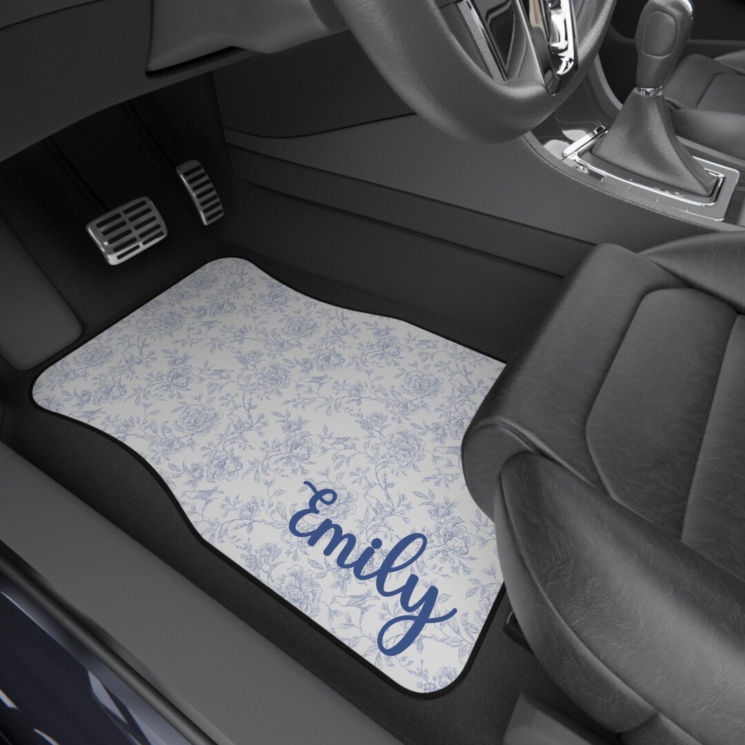 Personalized Car Mat and Vanity Plate, Cottage Core Car Mat Cute First ...