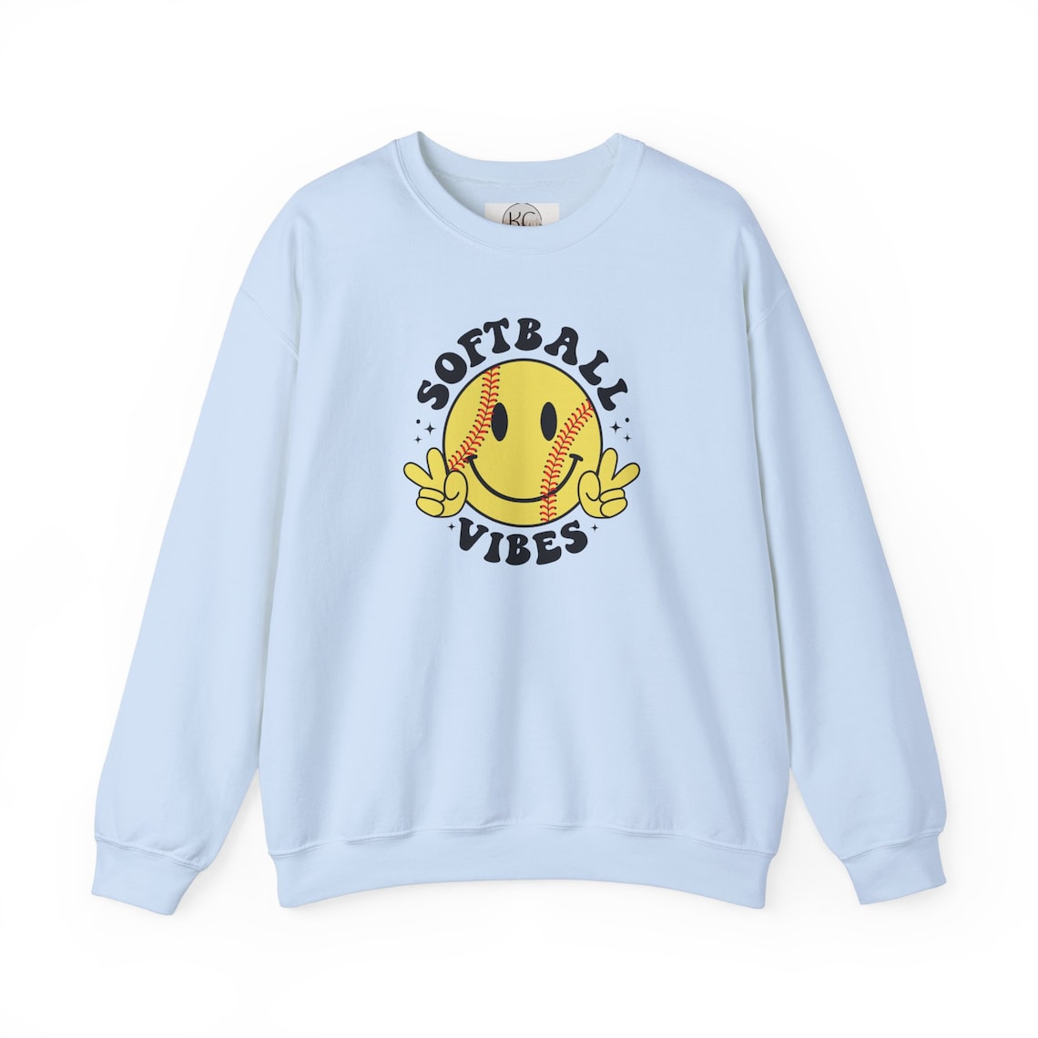 Youth Softball Vibes Smiley Sweater, Softball Pullover, Baseball ...