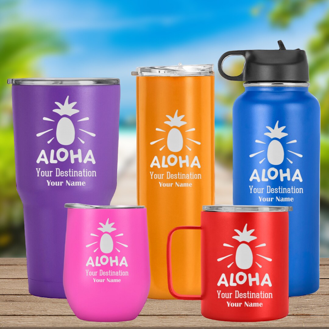 Customized Name aloha Laser Engraved Tumbler, Stainless Steel Double ...