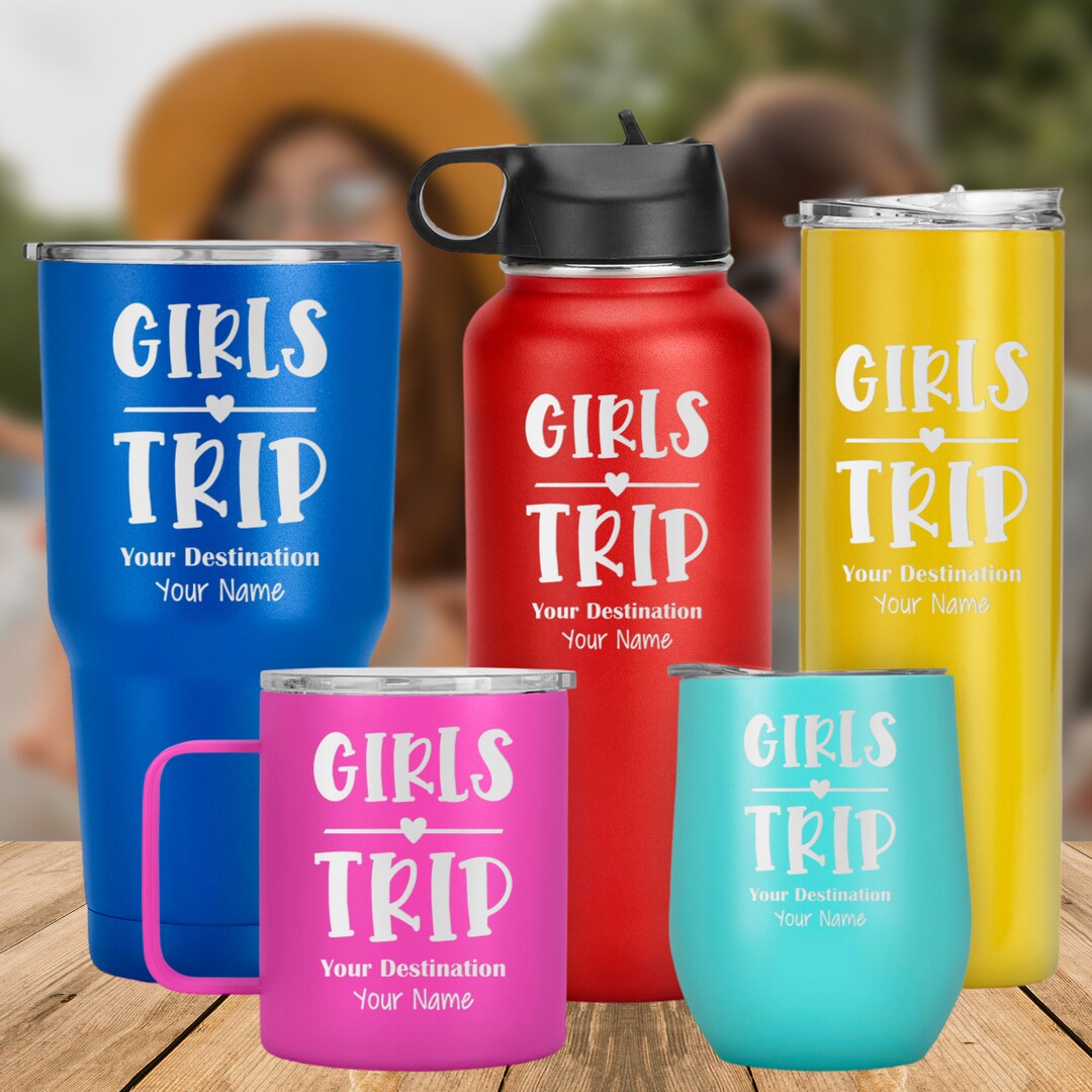 Stainless Steel girls Trip Customized Name Tumbler, Laser Engraved ...