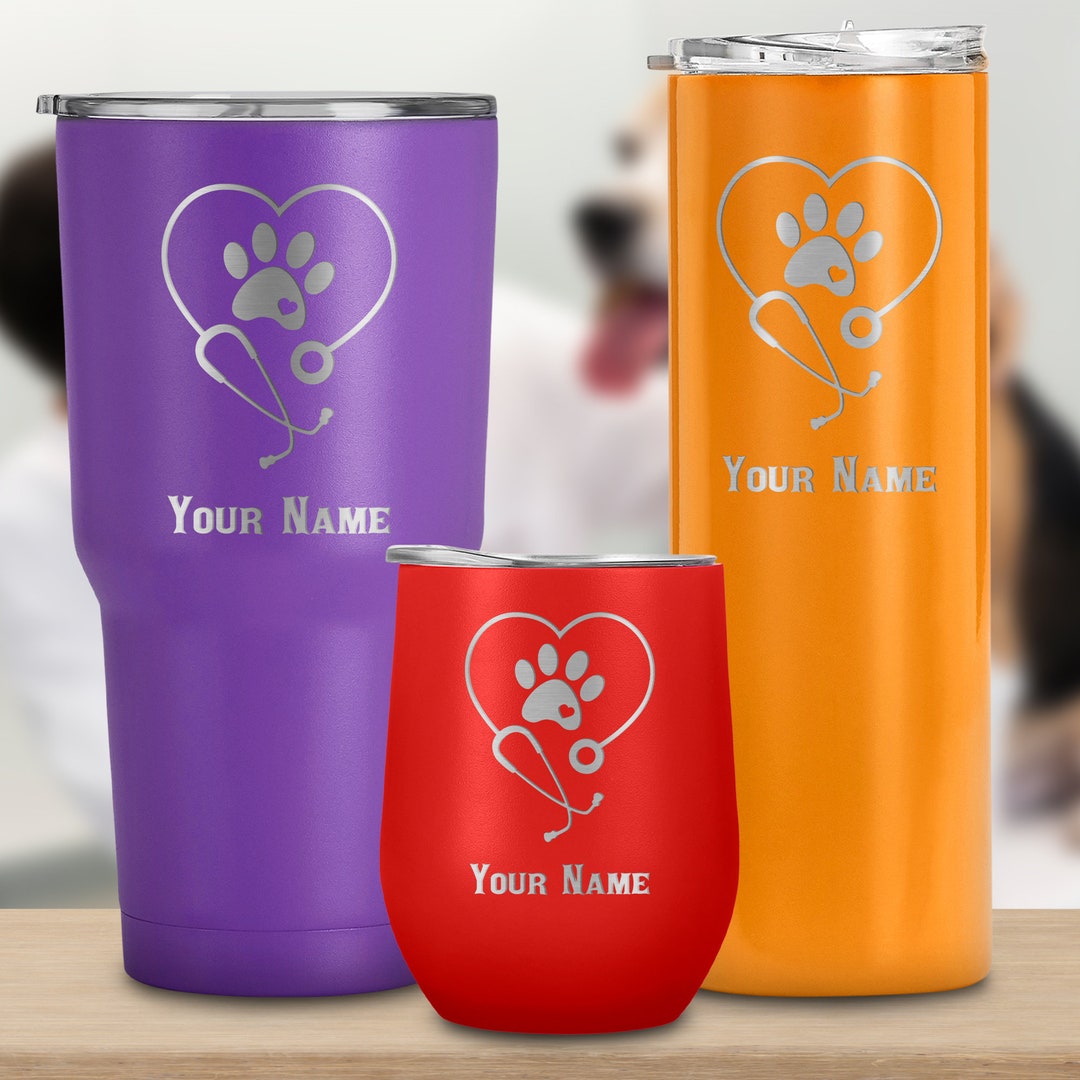 Personalized Name Laser Engraved vet Love Tumbler Cup, Vet Travel Mug ...