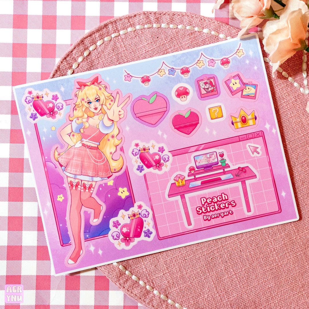 Gamer Girl Peach Sticker Sheet - Etsy