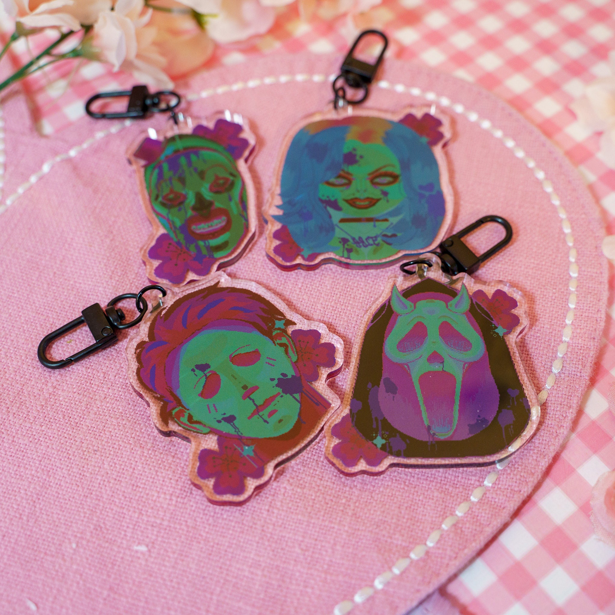 Pink Horror Icon Pixel Slasher 2 Inch Keychain - Etsy