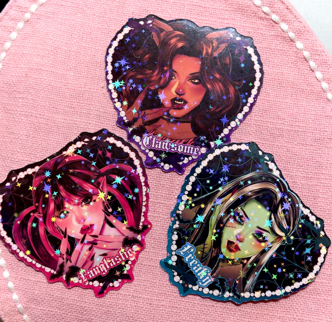 Ghoul Girls Sparkle Holo 3 Inch Stickers - Etsy