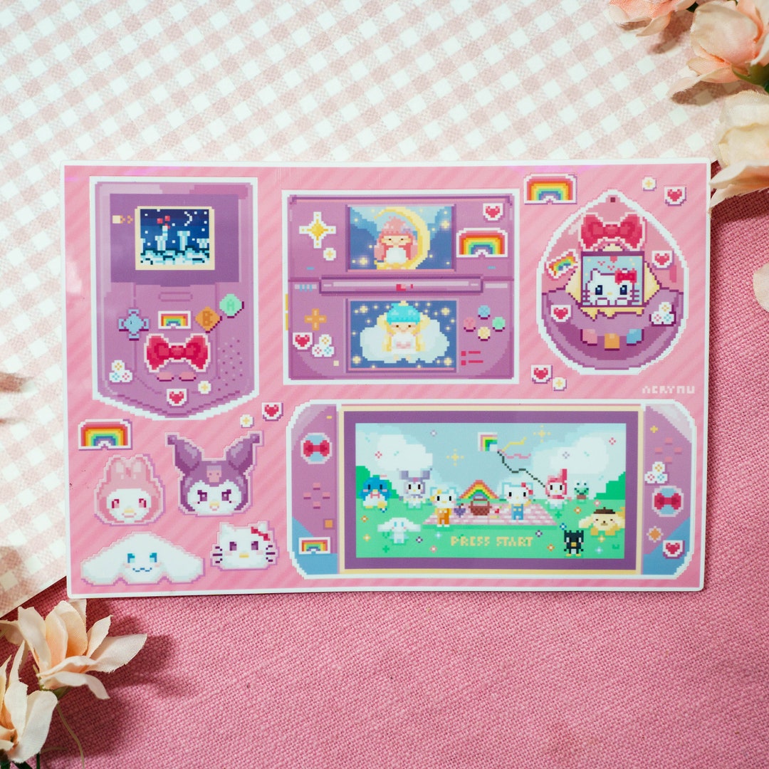 Kawaii Kitty Video Game Sticker Sheet - Etsy