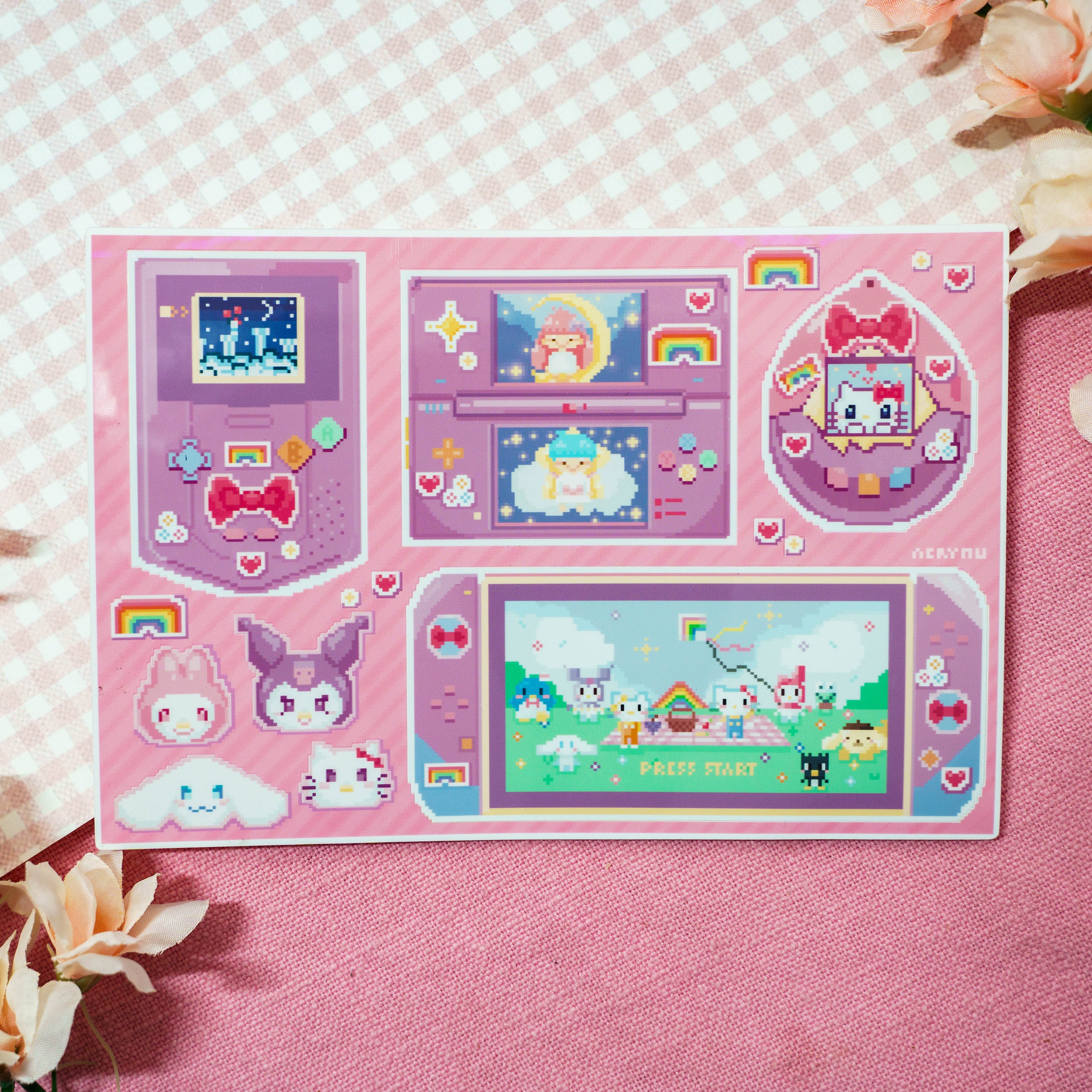 Kawaii Kitty Video Game Sticker Sheet - Etsy