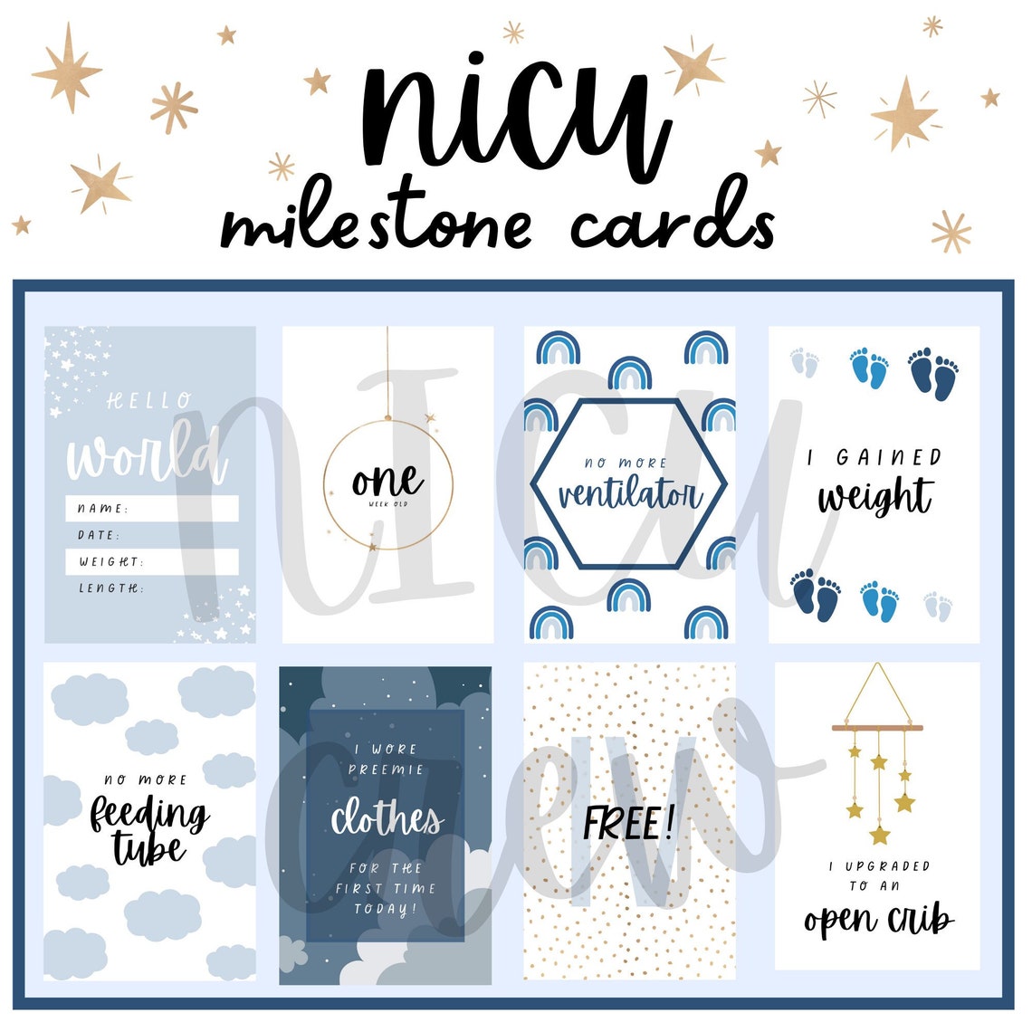 NICU Milestone Cards, Preemie Milestone Tracker, NICU Mom Gift, NICU ...