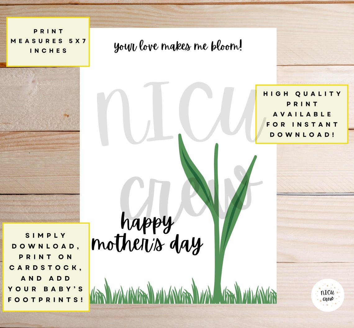 NICU Mother's Day Craft, Mother's Day Craft, NICU Footprint Craft ...