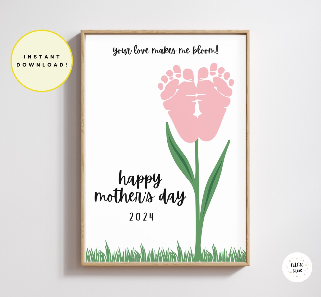 NICU Mother's Day Craft, Mother's Day Craft, NICU Footprint Craft ...