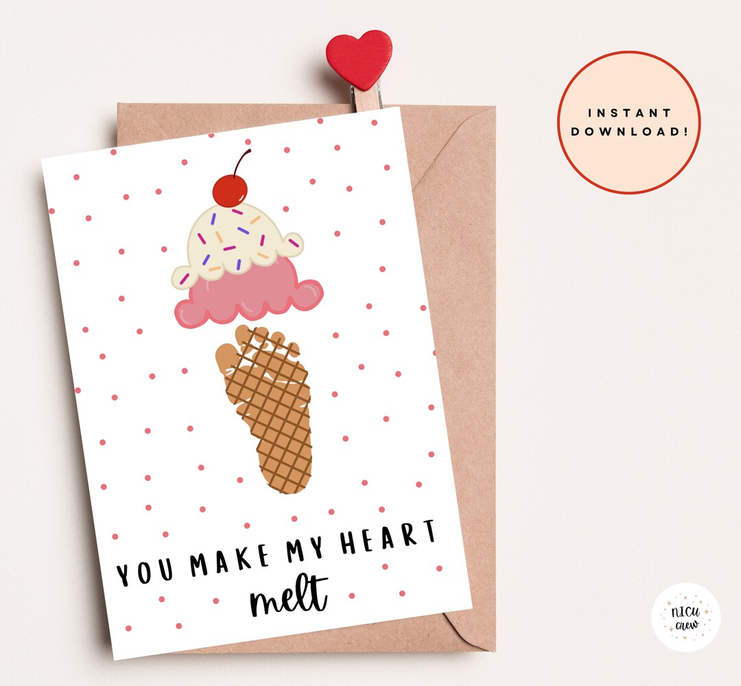 NICU Footprint Craft, Baby Footprint Craft, Baby Ice Cream Footprint ...