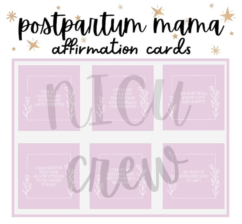 Postpartum Affirmation Cards, NICU Mom Affirmation Cards, New Mom Affirmation Cards, Gift for ...