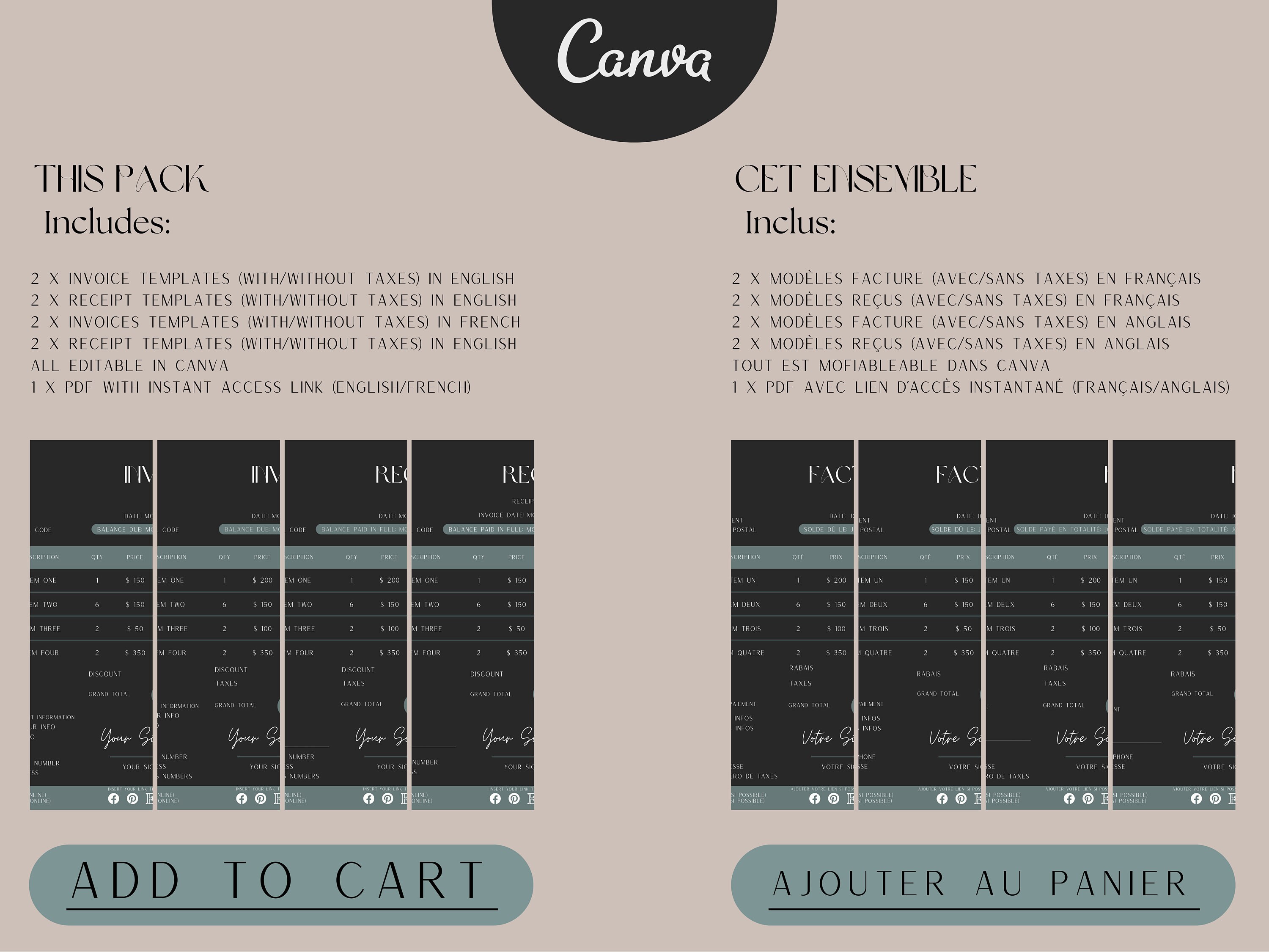 Invoice Template Canva Invoice Template Invoice and - Etsy