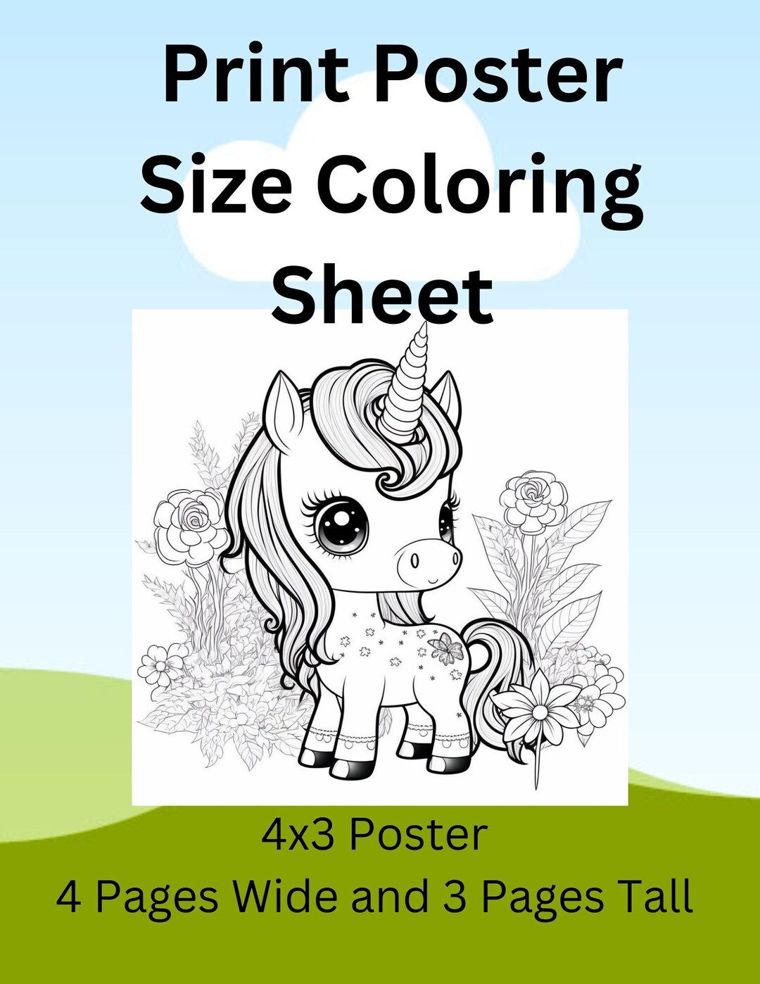 Pony Coloring Page Poster 12 Sheets - Etsy