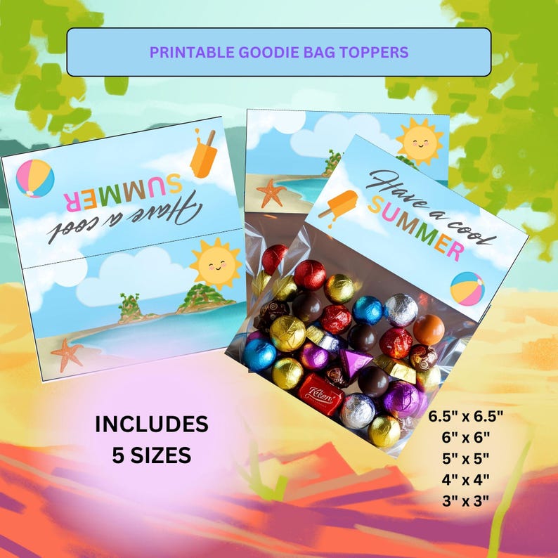 Summer Goodie Bag Topper Printable – Pool Party Favor Tag – End of ...