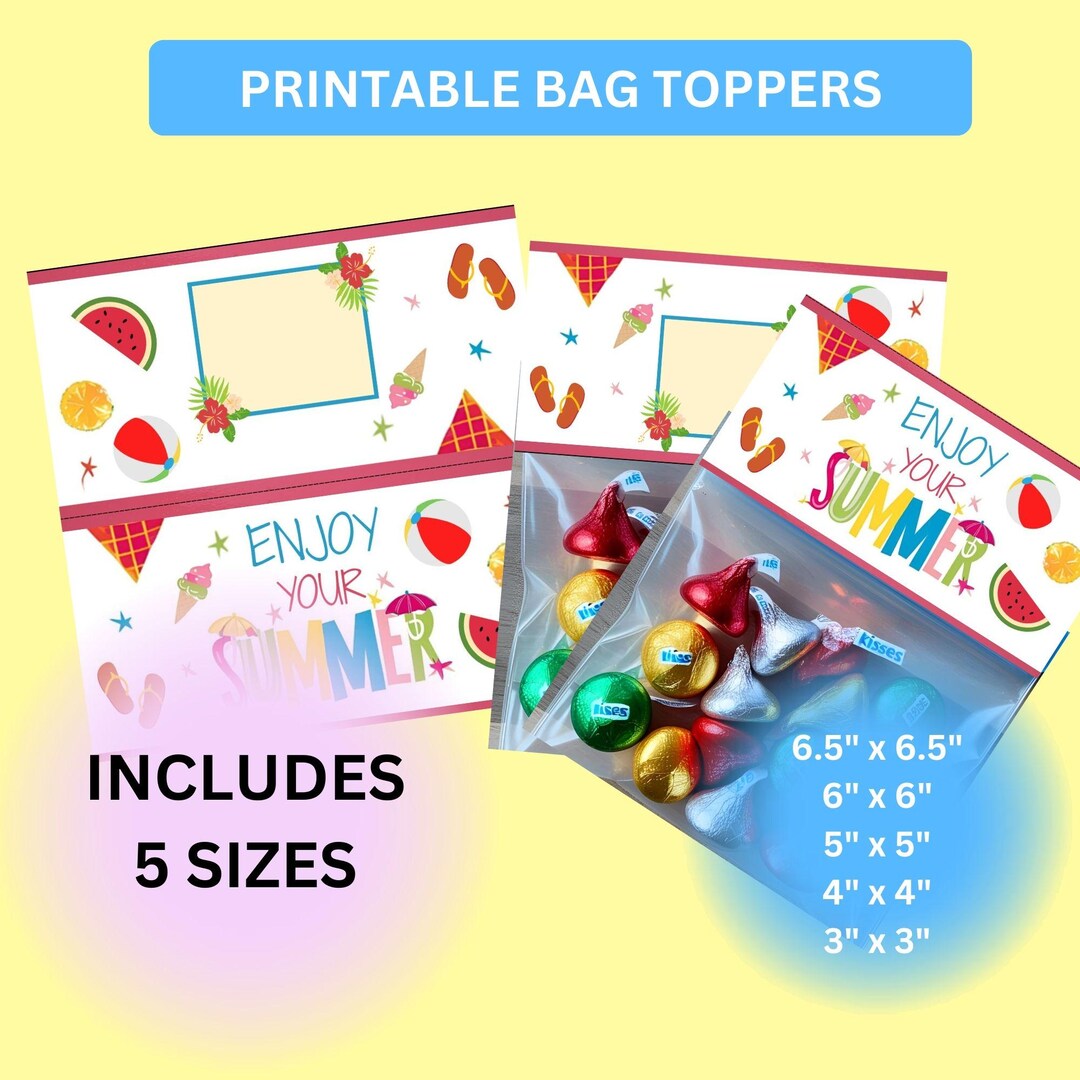 Enjoy Your Summer Goodie Bag Topper, Printable, Pool Party Favor Tag ...