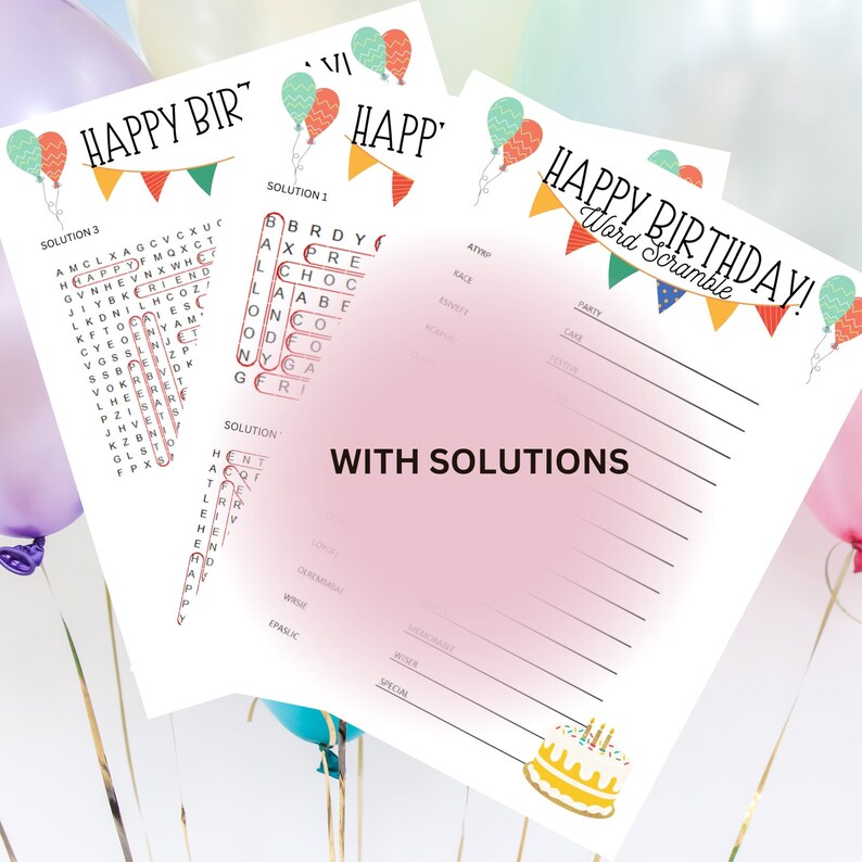 HAPPY BIRTHDAY Word Search, Word Scramble, Birthday Activity, Digital ...