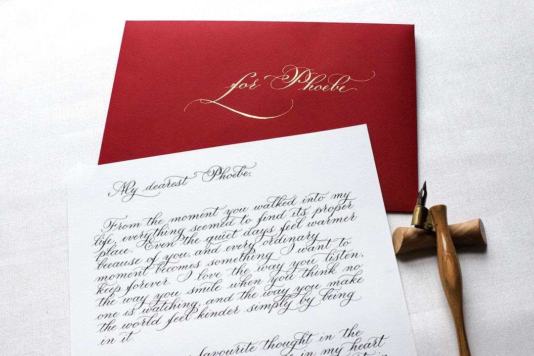 Personalised Calligraphy Love Letter in Wax-sealed Envelope ...