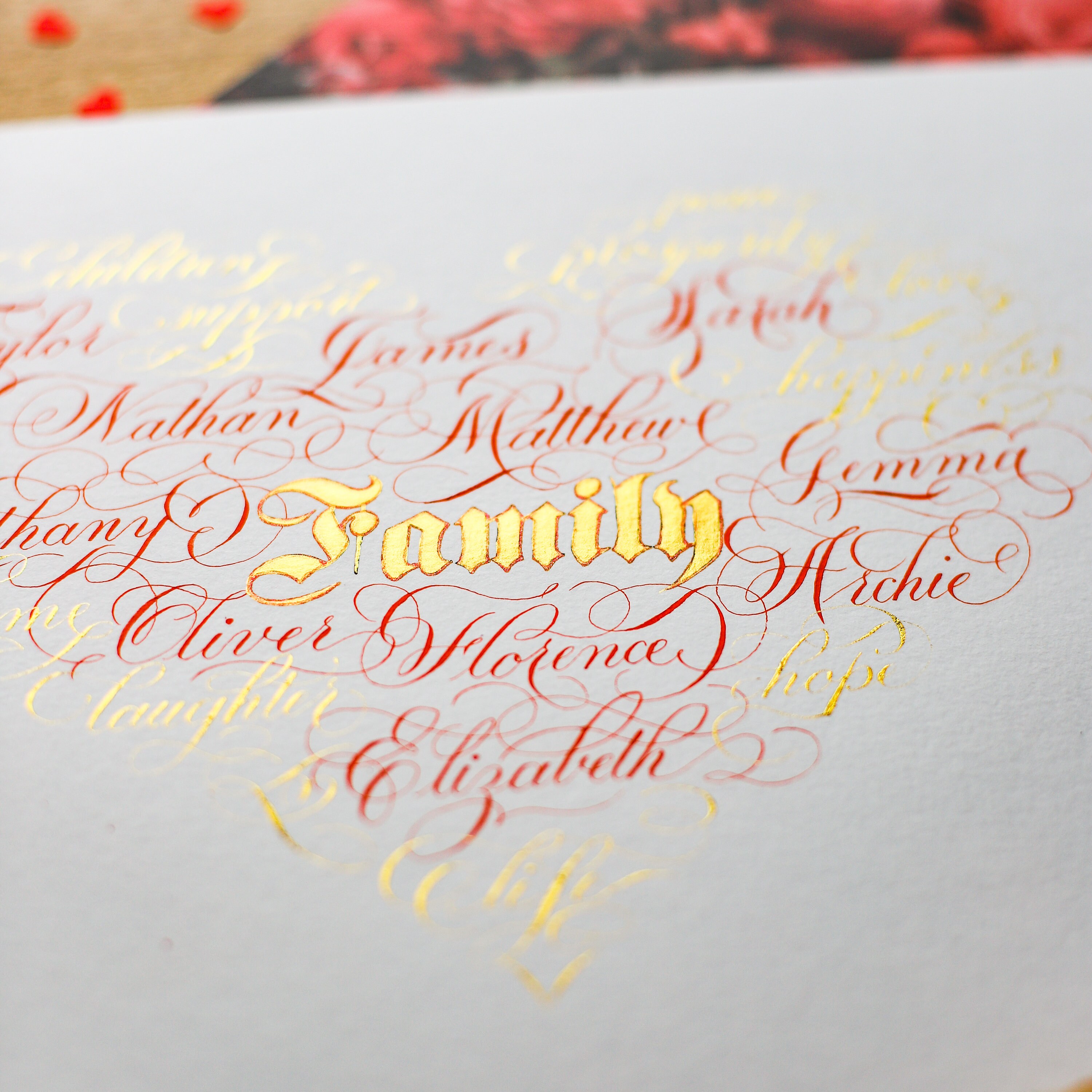 Custom Calligraphy Family Card Love Card Mothers Day Gift Bespoke ...