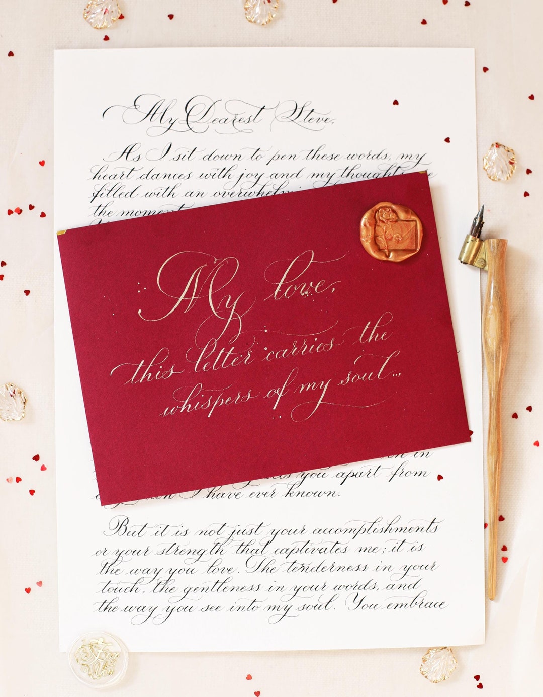 Personalised Love Letter With Envelope | Handwritten St Valentine's ...