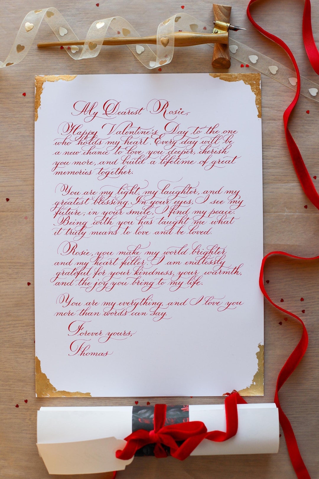 Personalised Vintage Love Letter Bespoke Scroll Letter Custom ...