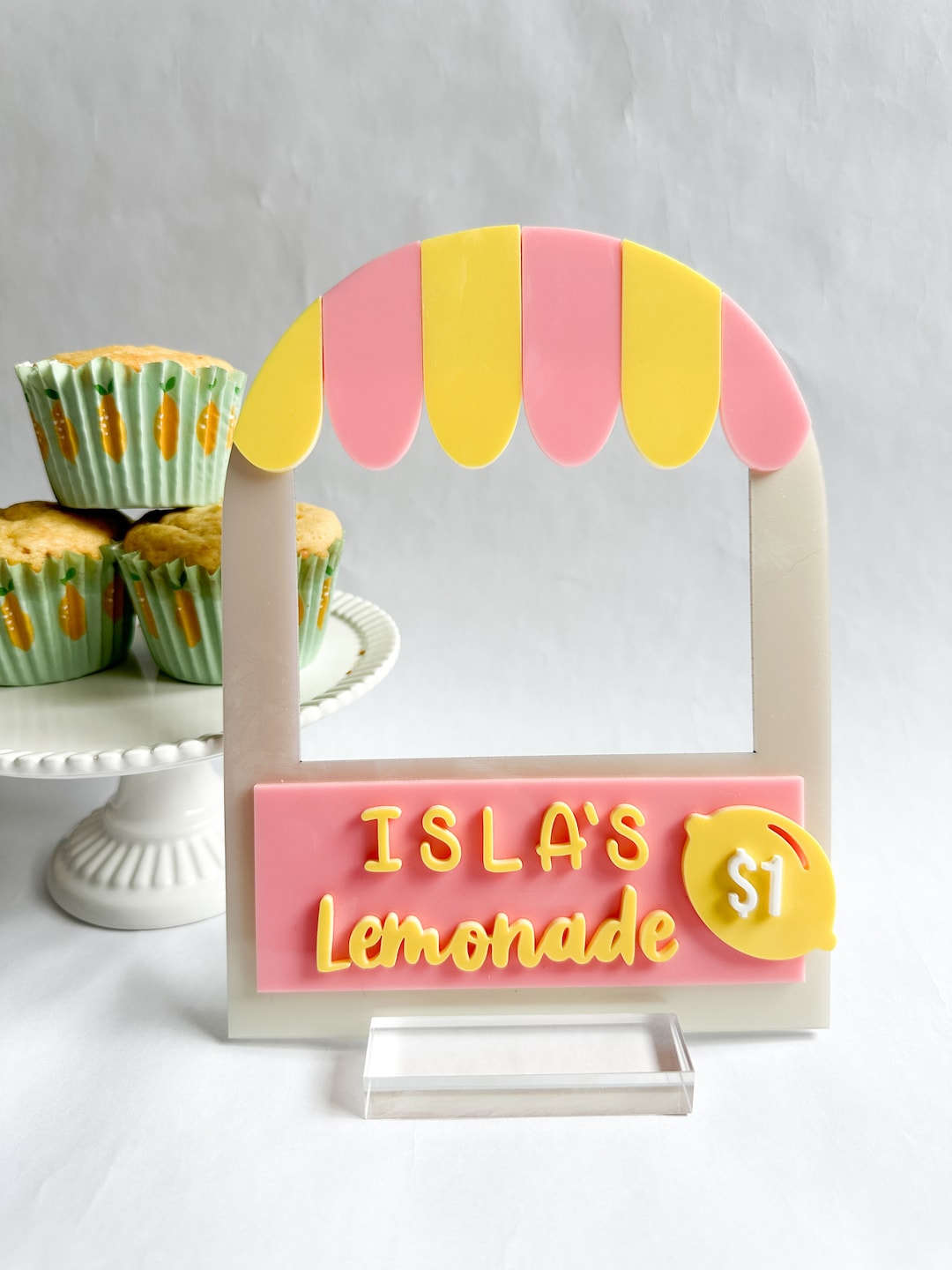 Kids Lemonade Stand Menu Sign Pink and Yellow Personalized Acrylic ...