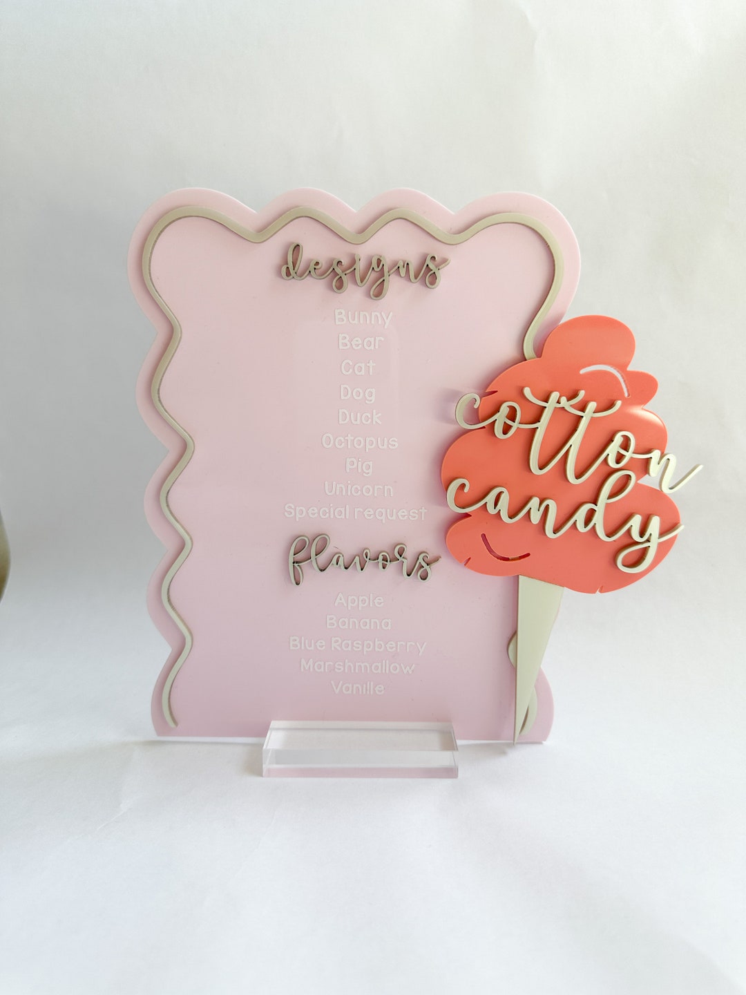 Cotton Candy Flavor Sign Pink Personalized Acrylic Birthday, Wedding ...