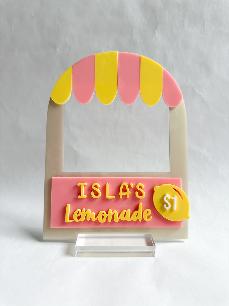 Kids Lemonade Stand Menu Sign Pink and Yellow Personalized Acrylic ...