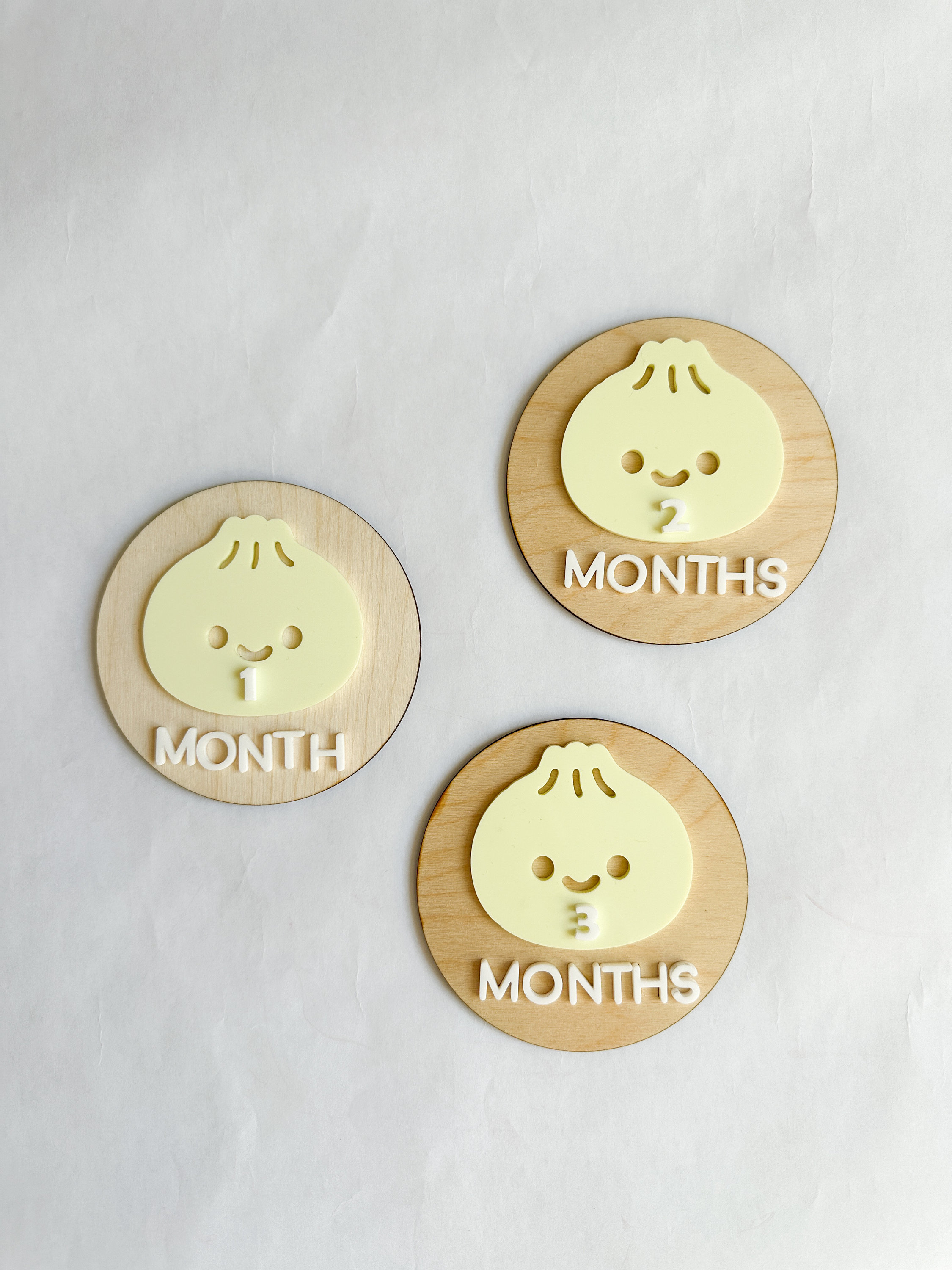 Cute Dumpling Asian Food Dim Sum Baby Milestone Cards, Dumpling Monthly ...