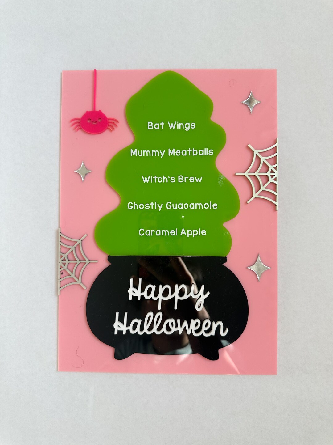 Happy Halloween Food Menu Sign Pink Acrylic Birthday, Halloween Party ...
