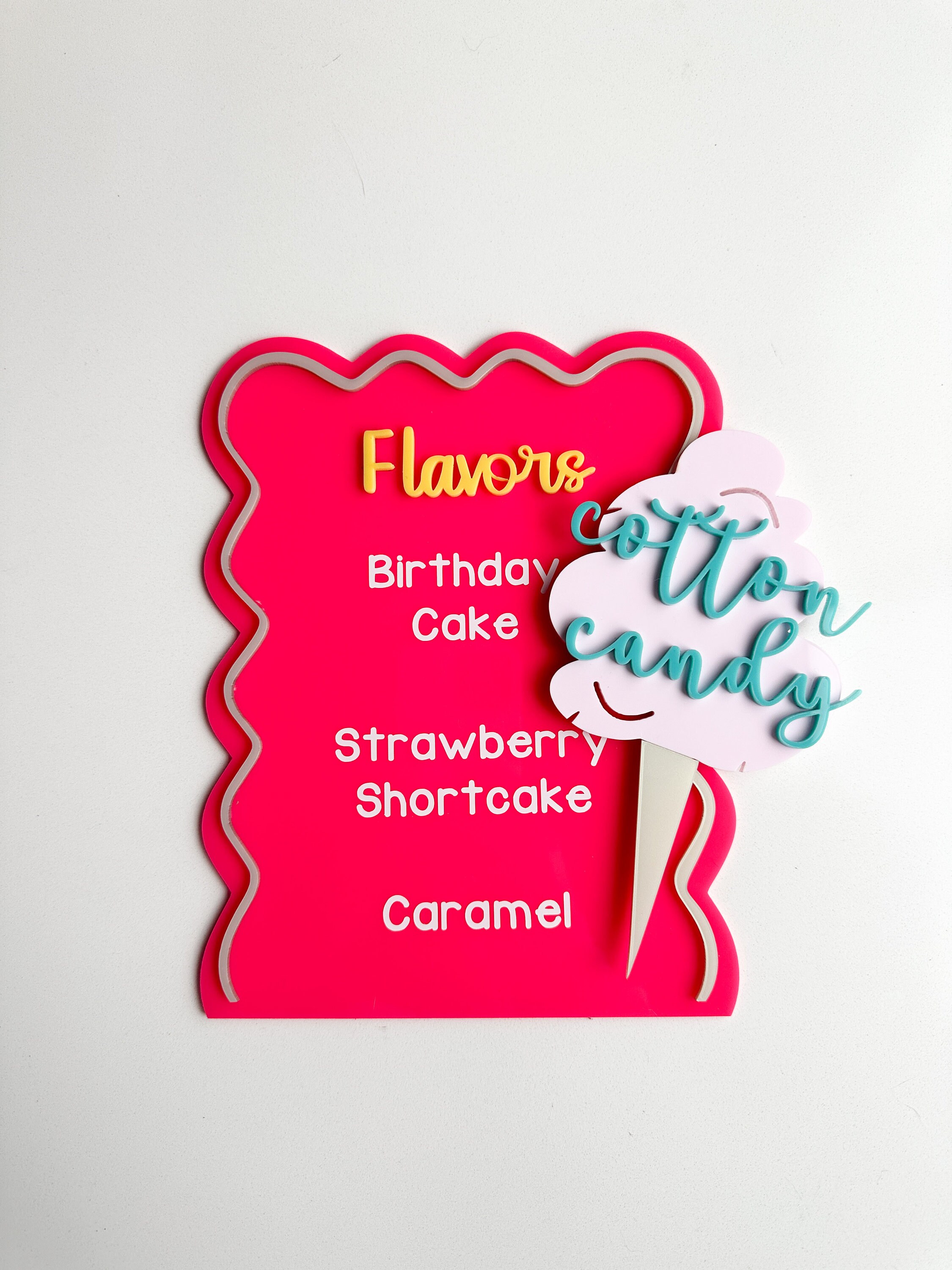 Cotton Candy Flavor Sign Pink Personalized Acrylic Birthday, Wedding ...